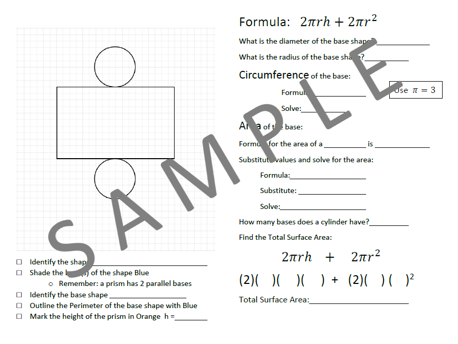 Surface Area Activity - from Nets to Formulas DISCOVERY