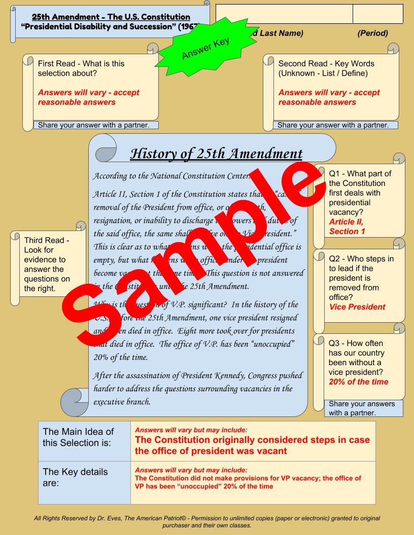 25th amendment sections