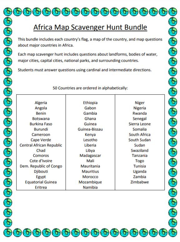 Africa Map Scavenger Hunt Bundle - Amped Up Learning