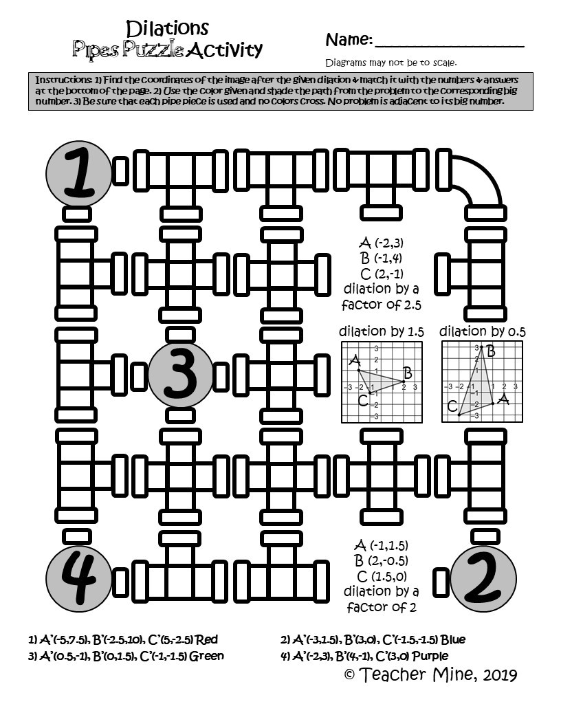 Dilations - Pipes Puzzle Activity