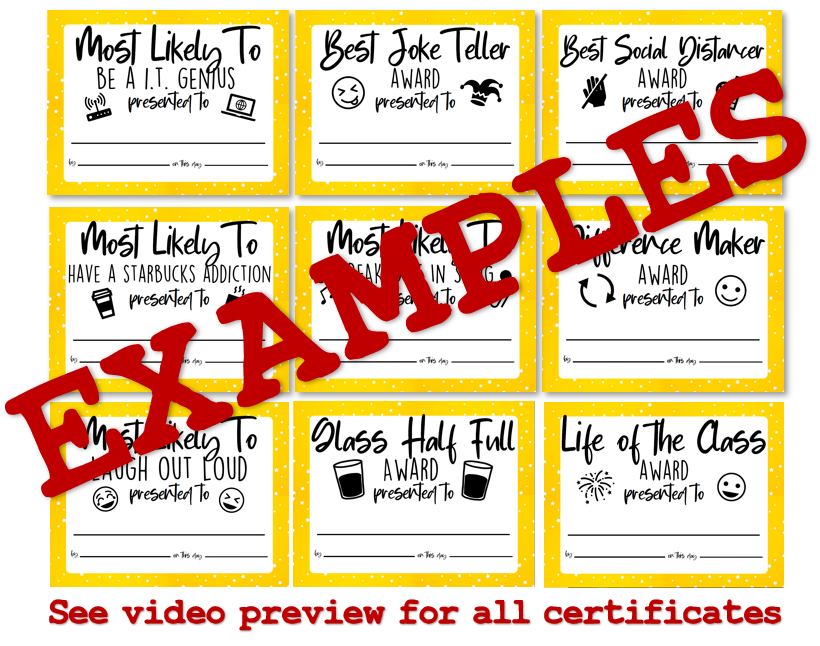 Printable Funny Class Superlatives