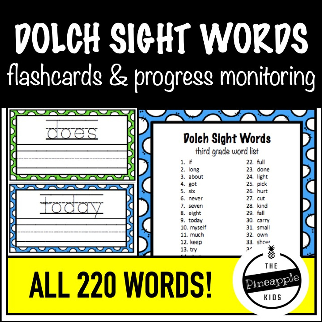220 Dolch Sight Word Flashcards And Progress Monitoring
