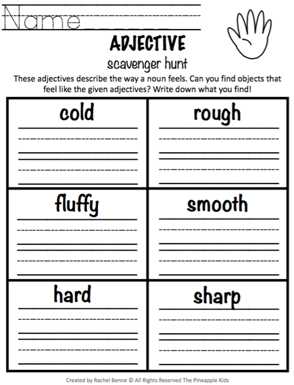Adjectives | Scavenger Hunts based on the 5 Senses!