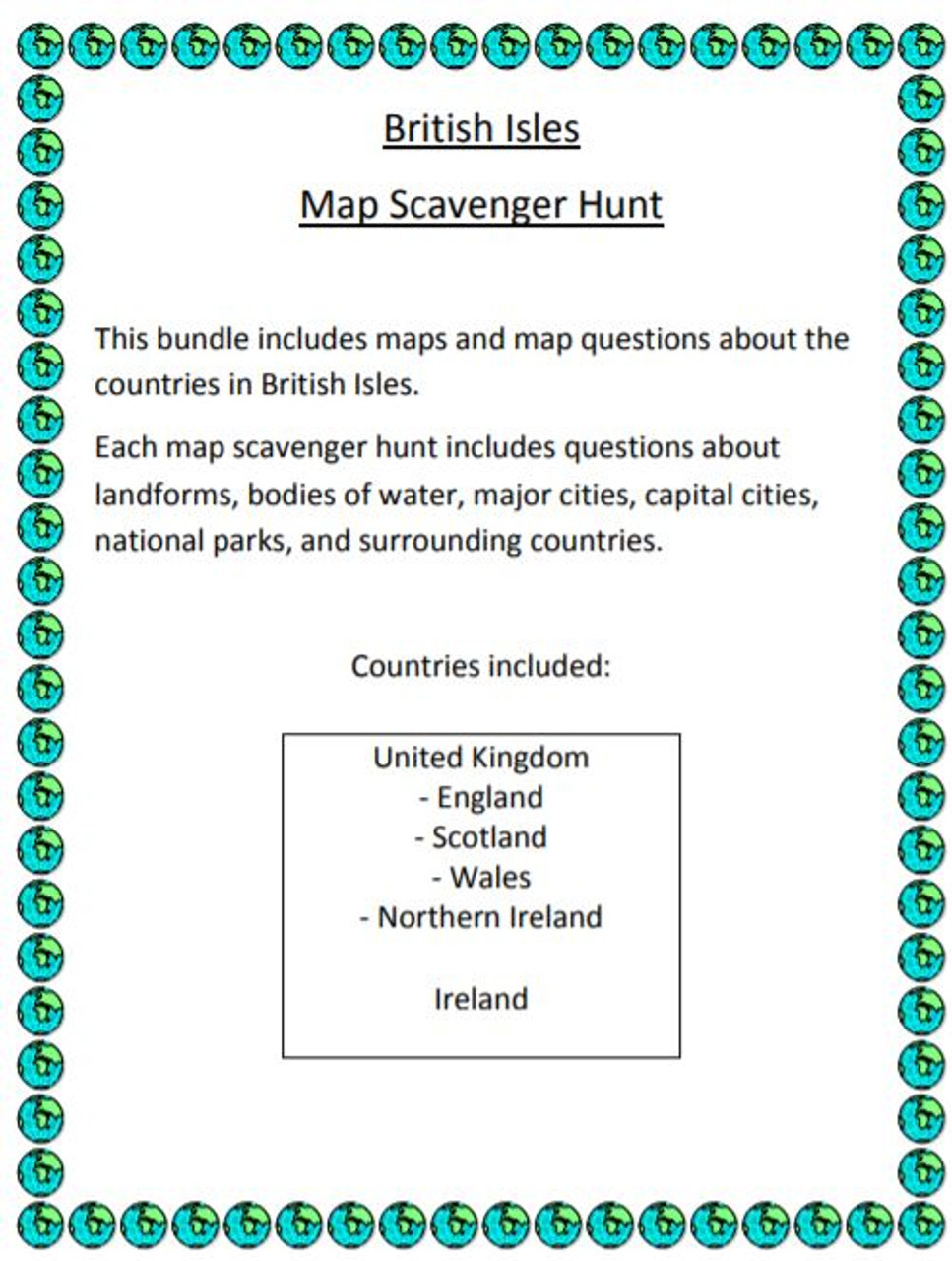 Five Regions of Europe Map Scavenger Hunt - Amped Up Learning