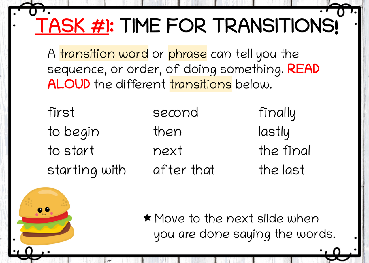 Digital Interactive Task - Working with Transitions for Writing