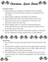 Academic Vocabulary Speed Sheets - Amped Up Learning