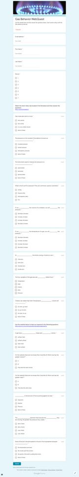 Gas Behavior WebQuest (MS-PS1) Great sub plans or distance learning!