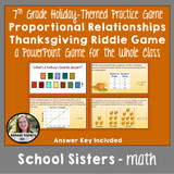 Thanksgiving Proportional Relationships Game