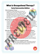 What is Occupational Therapy Parent Handout Early Intervention Edition ...