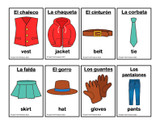Spanish Clothes Flash Cards