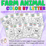 Farm Animal Color By Letter Alphabet Practice Kindergarten Printable ...