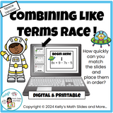 Years - Combining Like Terms Race - Digital Game