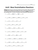 Acids & Bases Classification and Reactions Balancing Activity Set ...