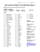 Invertebrate Phyla Classification Table Activity Set - Amped Up Learning