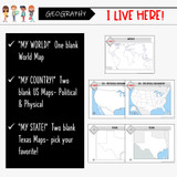 Texas Map Activity- 'My World, My Country, My State'! (Label and Color ...