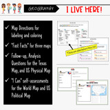 Texas Map Activity- 'My World, My Country, My State'! (Label and Color ...