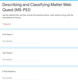 Classifying Matter Web Quest (MS-PS1) (GREAT SUB PLANS or DISTANCE ...