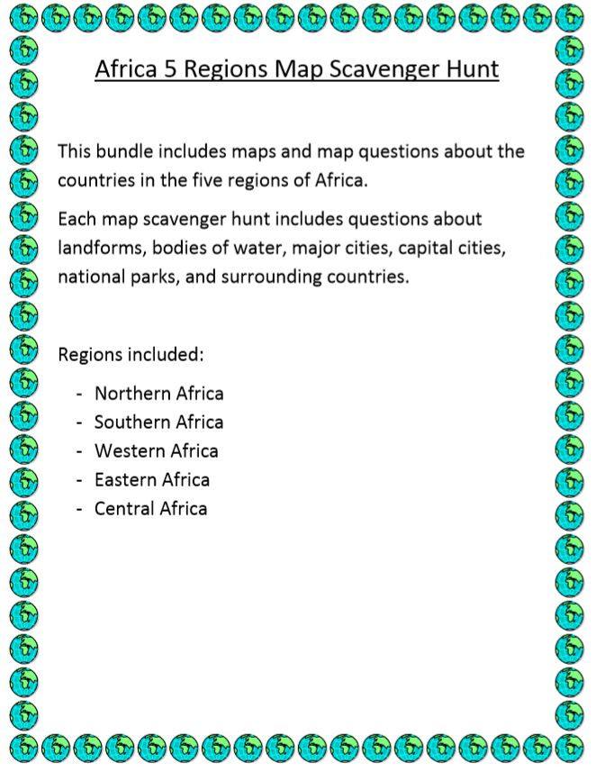 Africa 5 Regions Map Scavenger Hunt - Amped Up Learning
