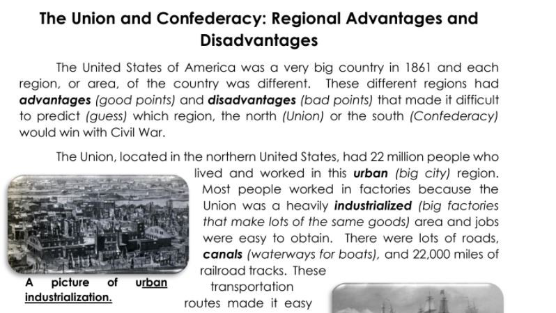 The Union and Confederacy: Regional Advantages and Disadvantages ...