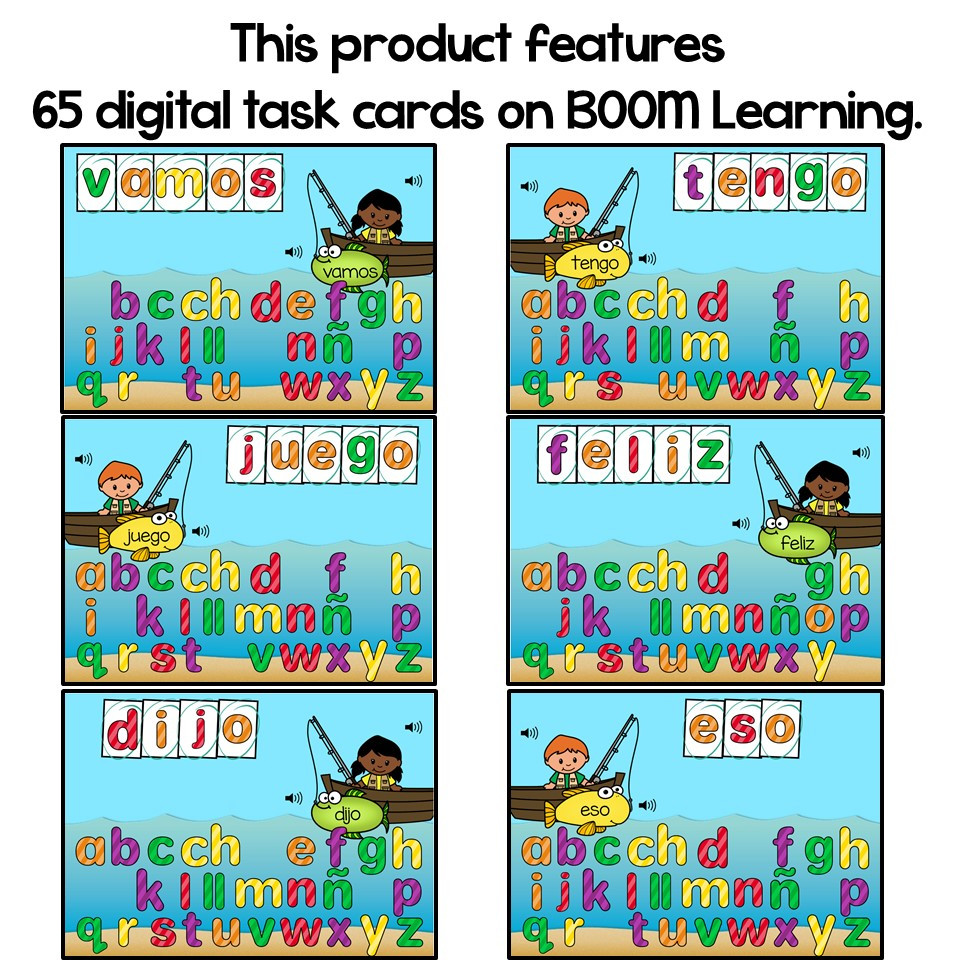 BOOM Cards Construye palabras de uso frecuente- Distance Learning