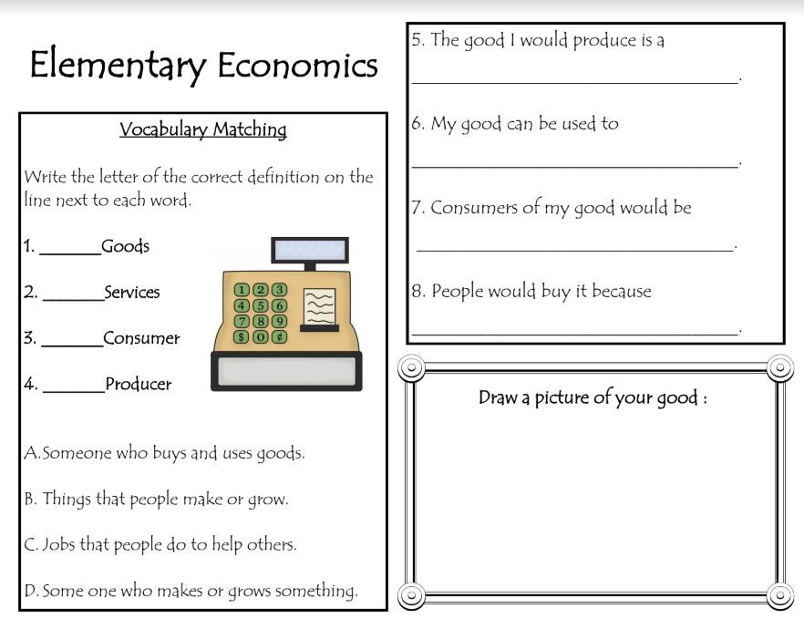 Elementary Economics Printable - Amped Up Learning