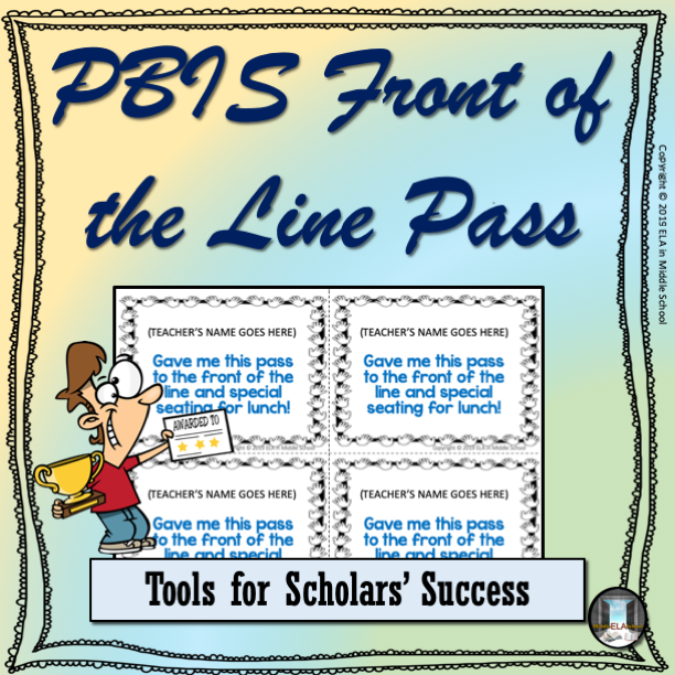 PBIS Front of the Line Passes - Amped Up Learning