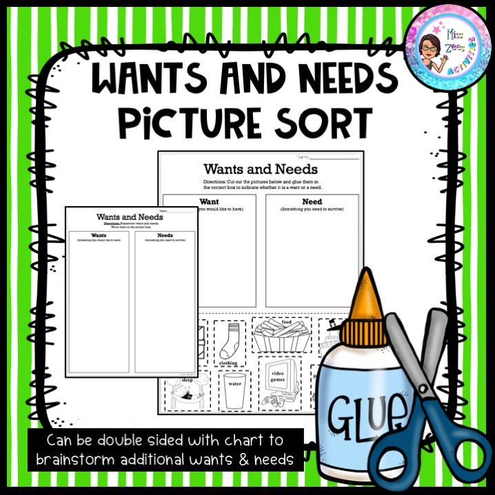 Wants vs. Needs Sort - Primary - Amped Up Learning