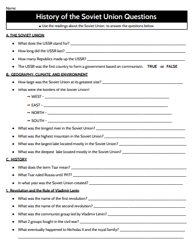 History of the Soviet Union Reading