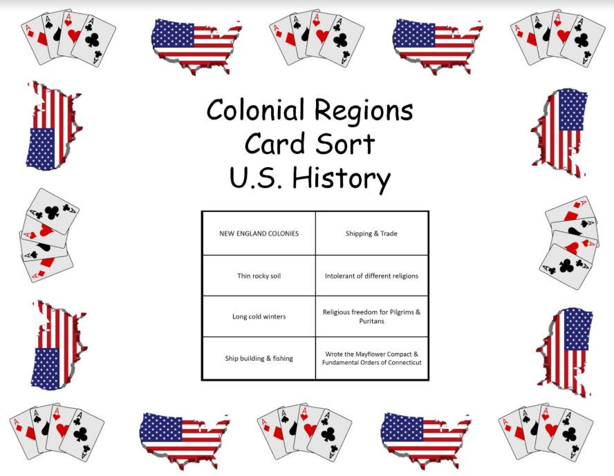 U.S. History Colonial Regions Card Sort - Amped Up Learning