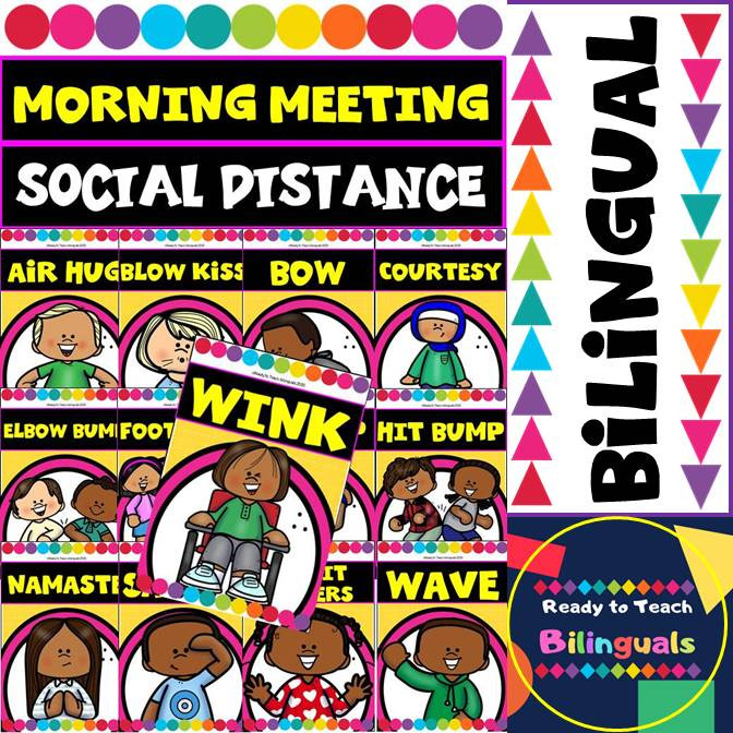 Morning Greeting Social distance Posters - Bilingual
