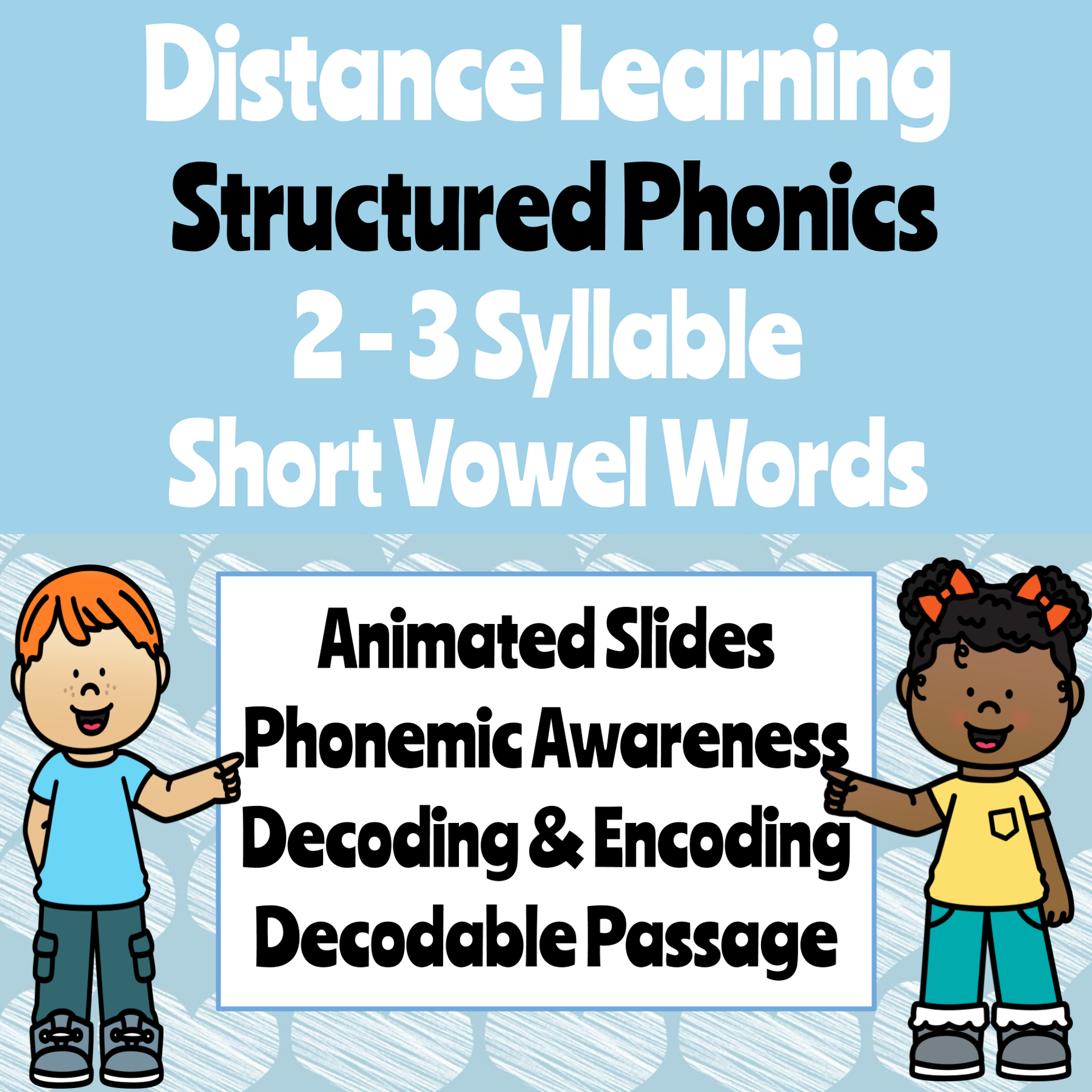 Distance Learning Phonics 2 - 3 Syllable Short Vowel Words (closed ...