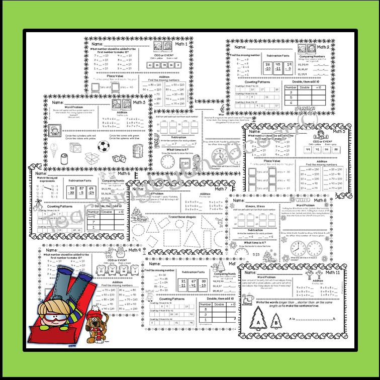 1st Grade Morning Work - Math - All Year Bundle - Amped Up Learning
