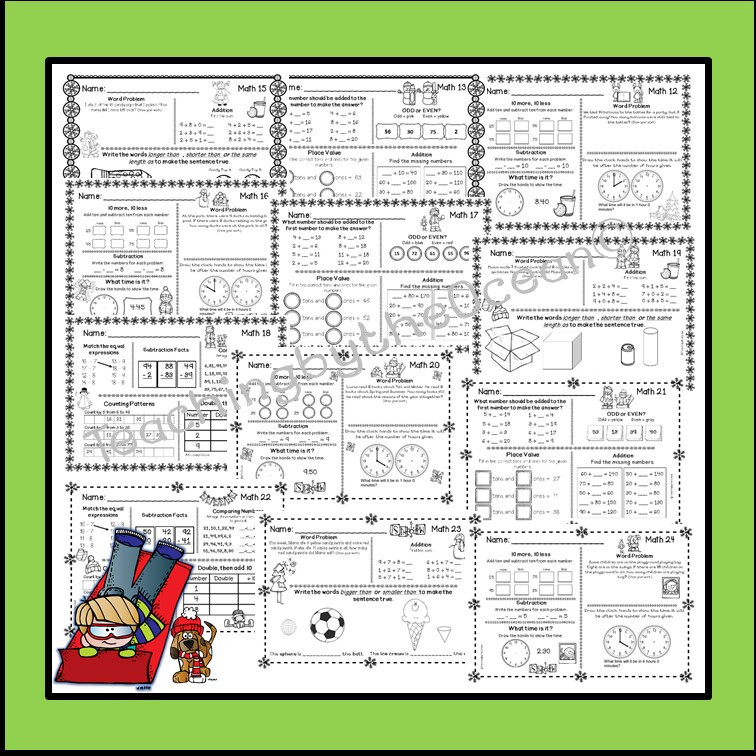 1st Grade Morning Work - Math - Winter - Amped Up Learning