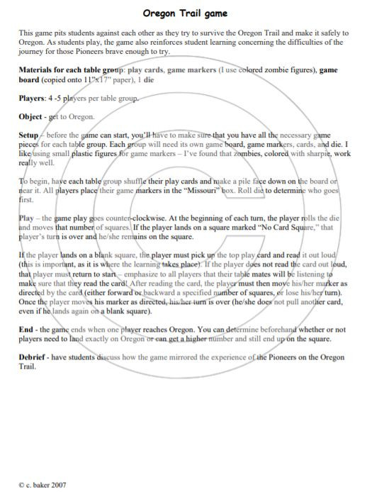 Oregon Trail Board Game - Amped Up Learning