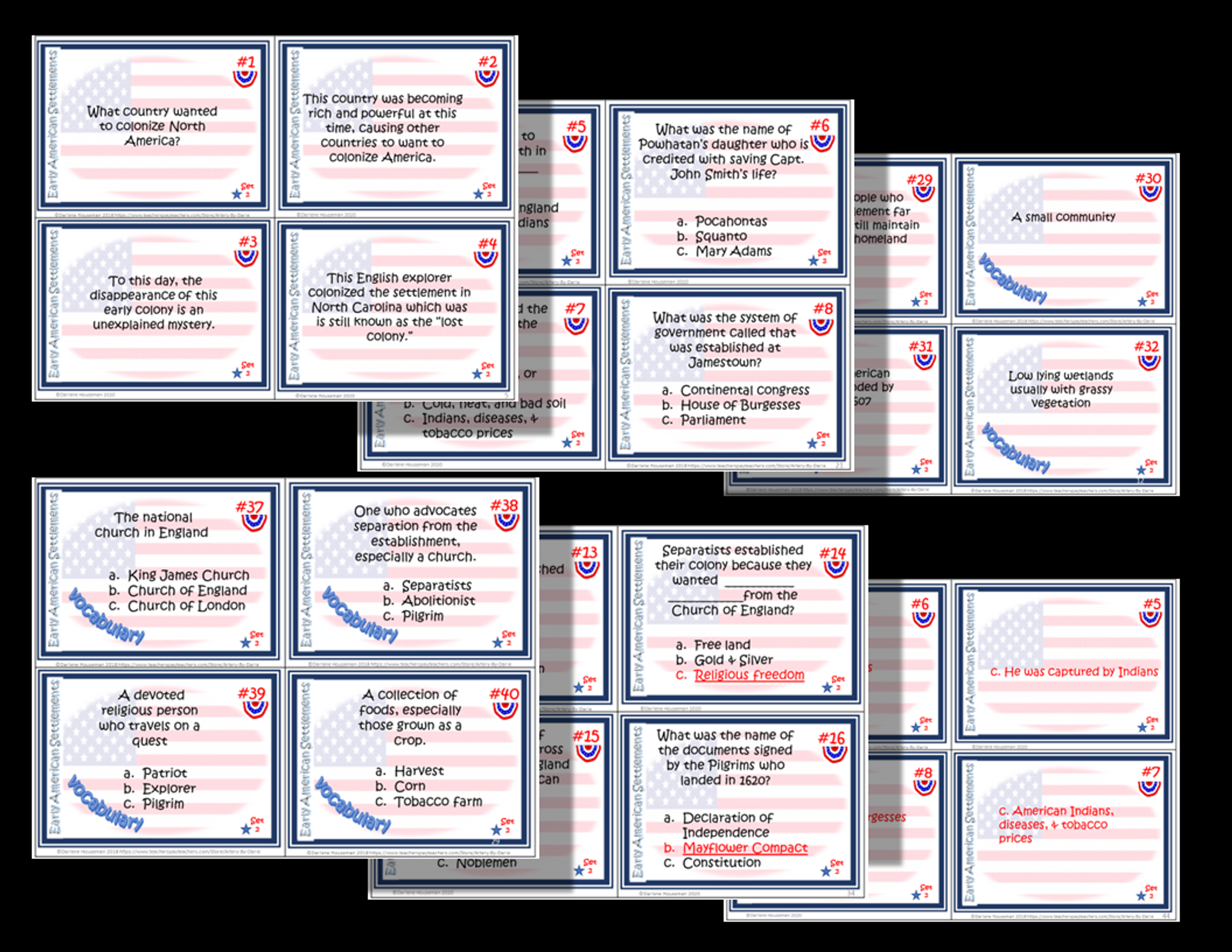 Early American Settlements~Task Cards~Worksheet~Distance~Social Studies ...