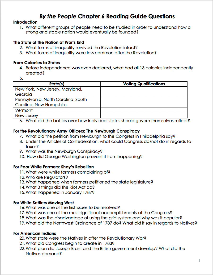 APUSH - By the People - Ch. 6 Reading Guide - Amped Up Learning