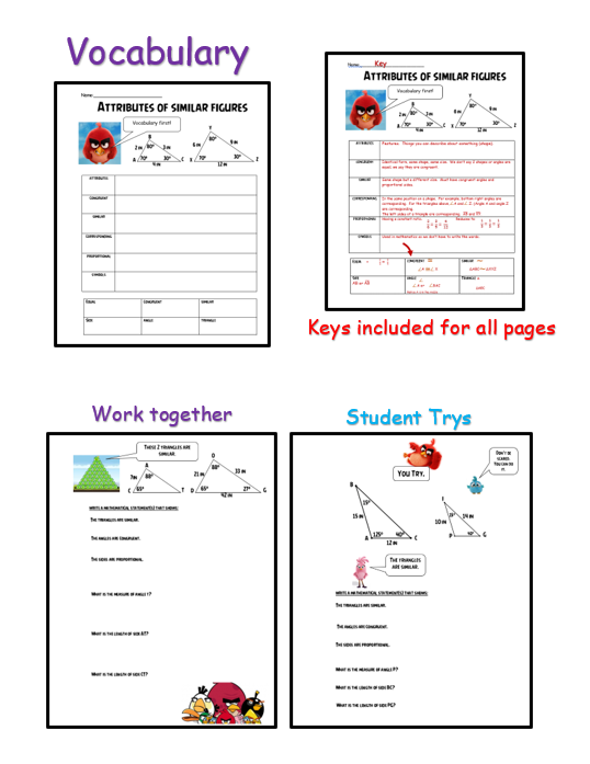 Attributes of Similar Figures Notes and Guided Practice - Amped Up Learning