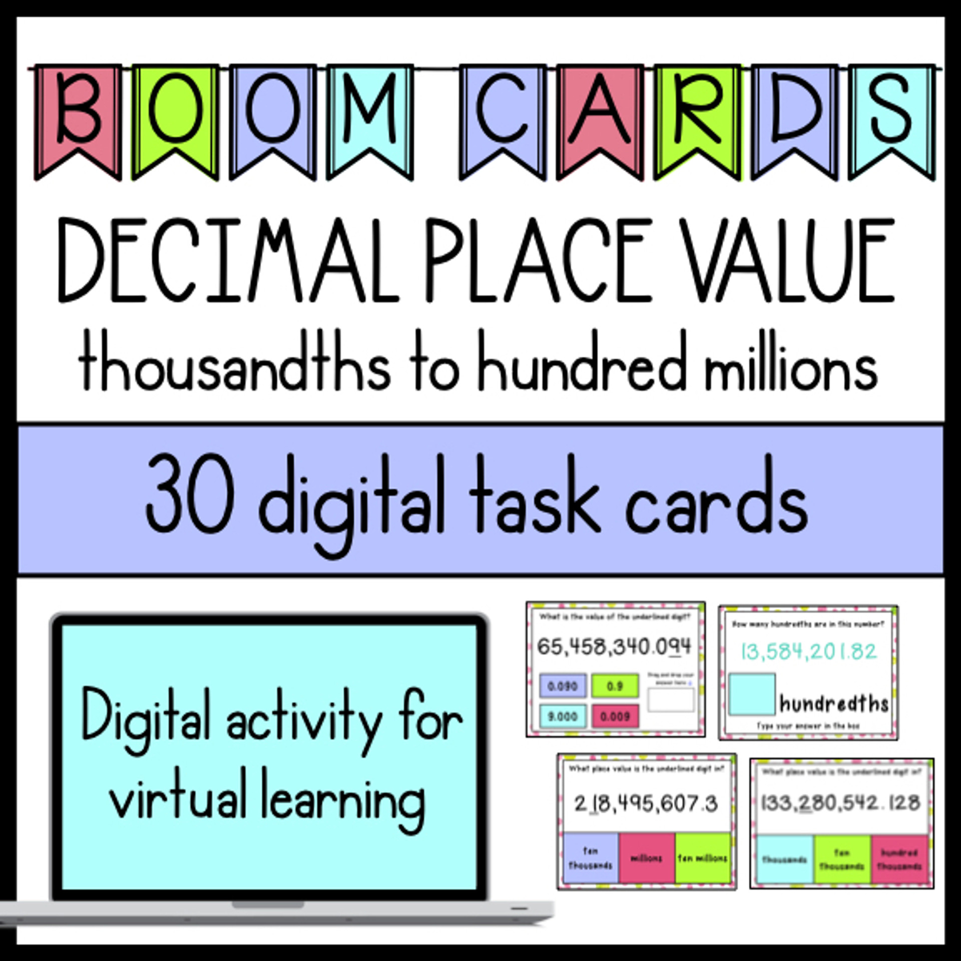 5th Grade Decimal Place Value Boom Cards for Distance Learning