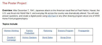 U.S. Home Front During World War Two Drawing Project: Distance Learning