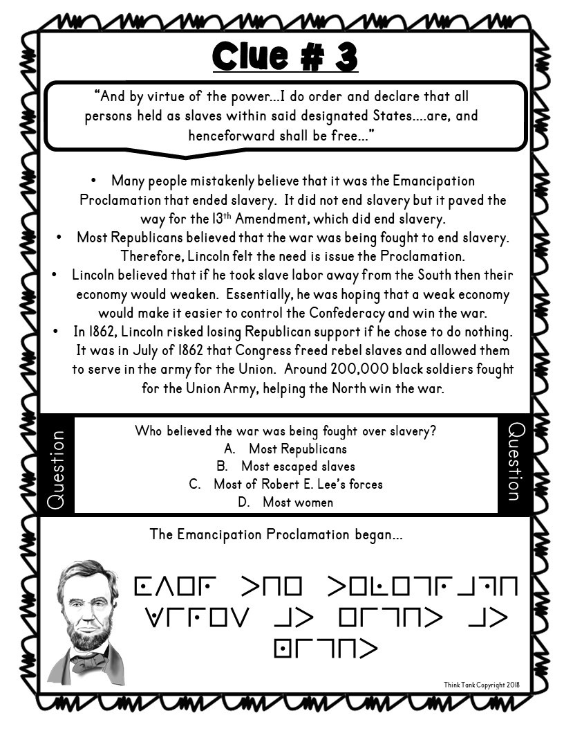 Emancipation Proclamation ESCAPE ROOM! - Amped Up Learning