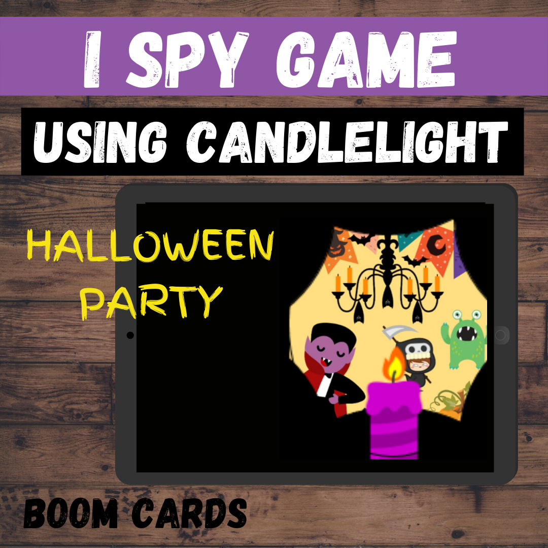 Halloween I Spy Game: Using the Candlelight - BOOM CARDS Distance Learning