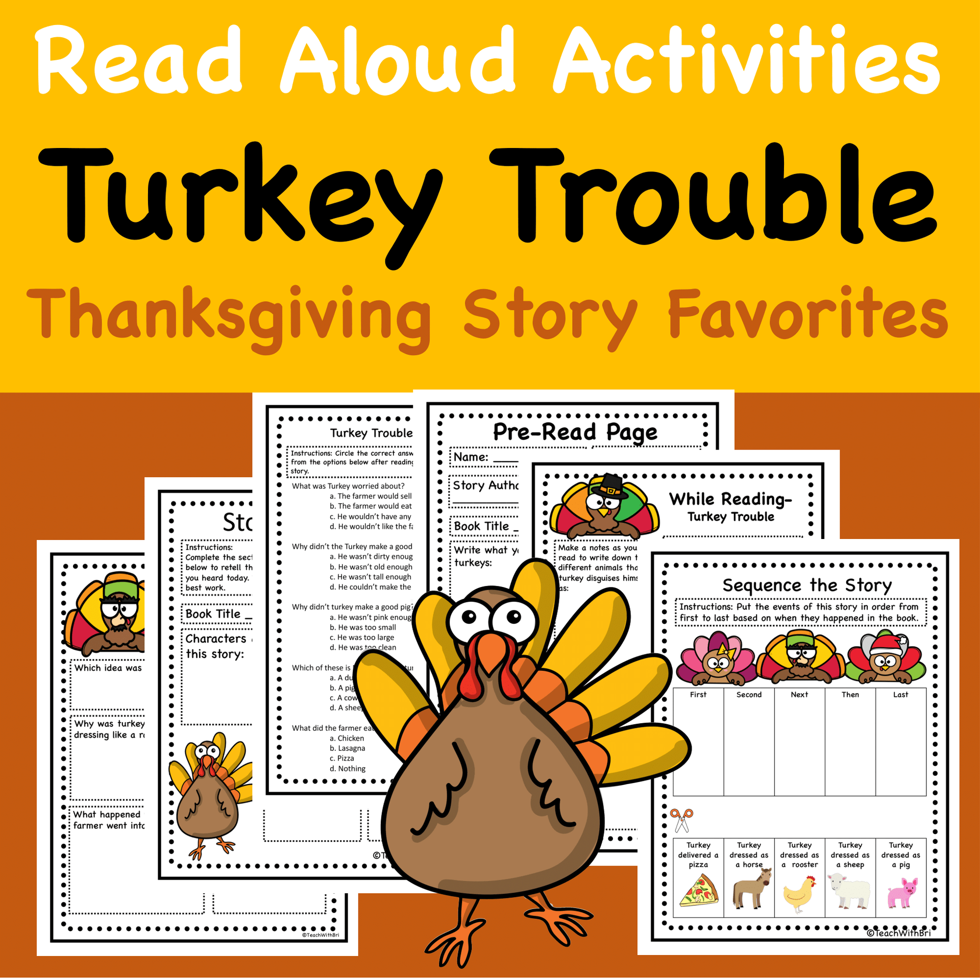 Thanksgiving Be Thankful Turkey Activity Bundle Color Cut Construct Kit ...