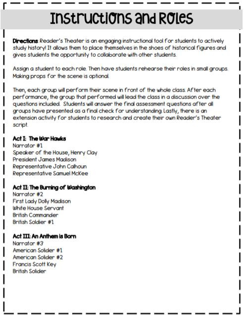 War of 1812 Reader's Theater - Amped Up Learning