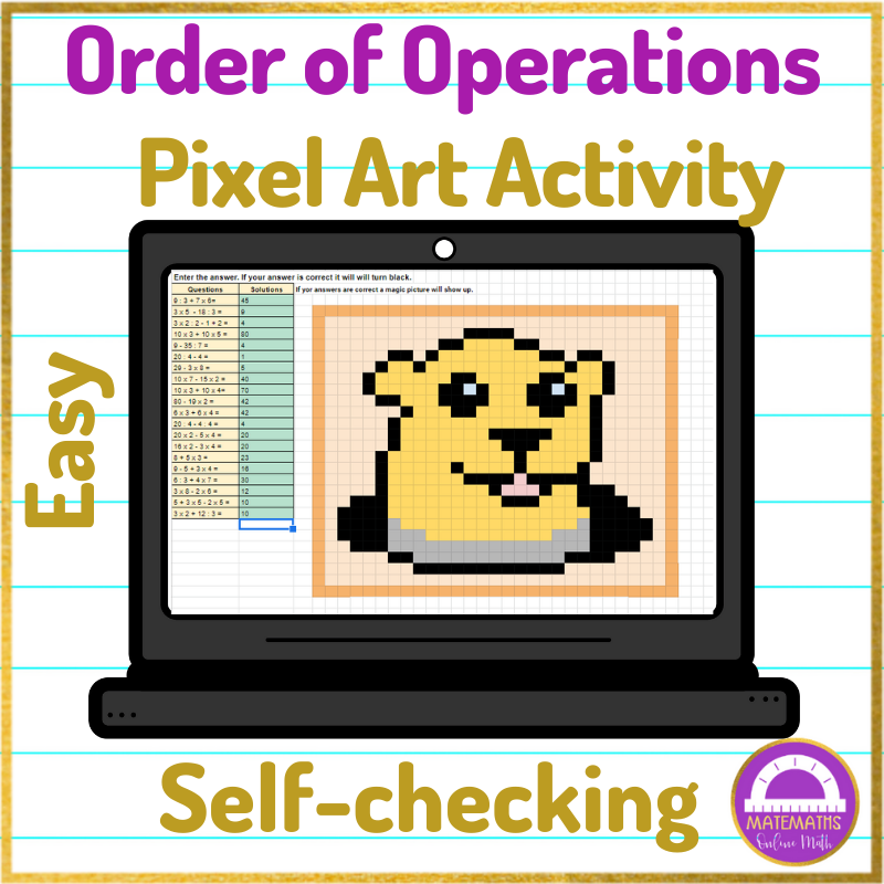 Order of Operations Pixel Art Activity Google Sheets Groundhog