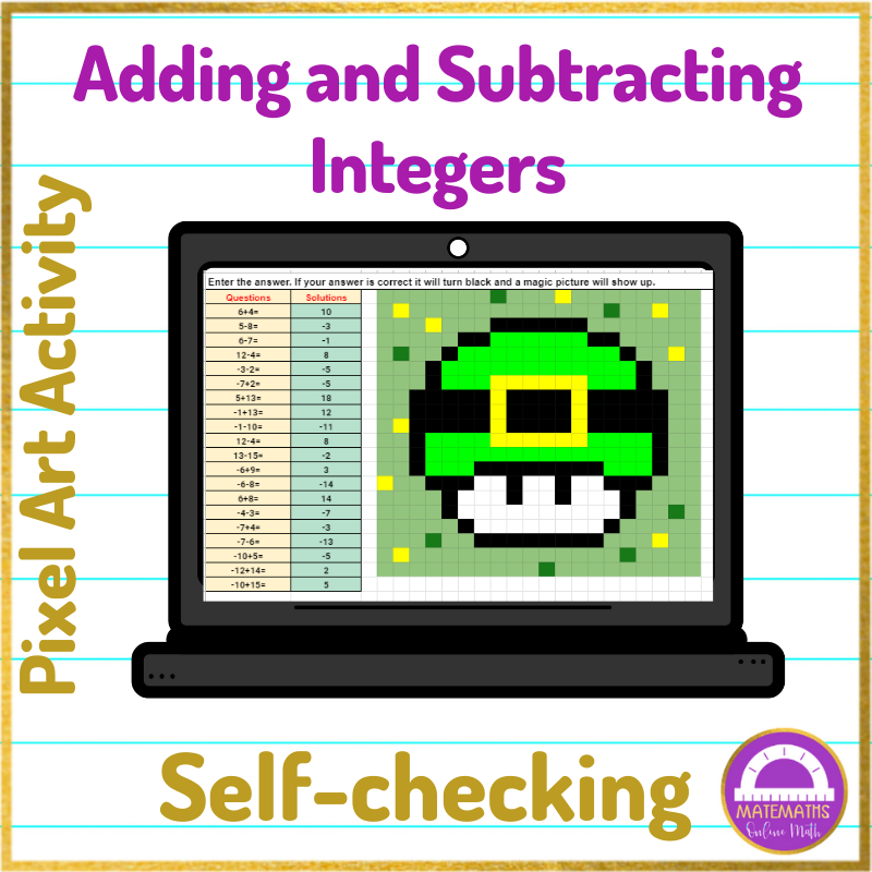 St. Patrick's Day Adding and Subtracting Negative Numbers Pixel Art ...