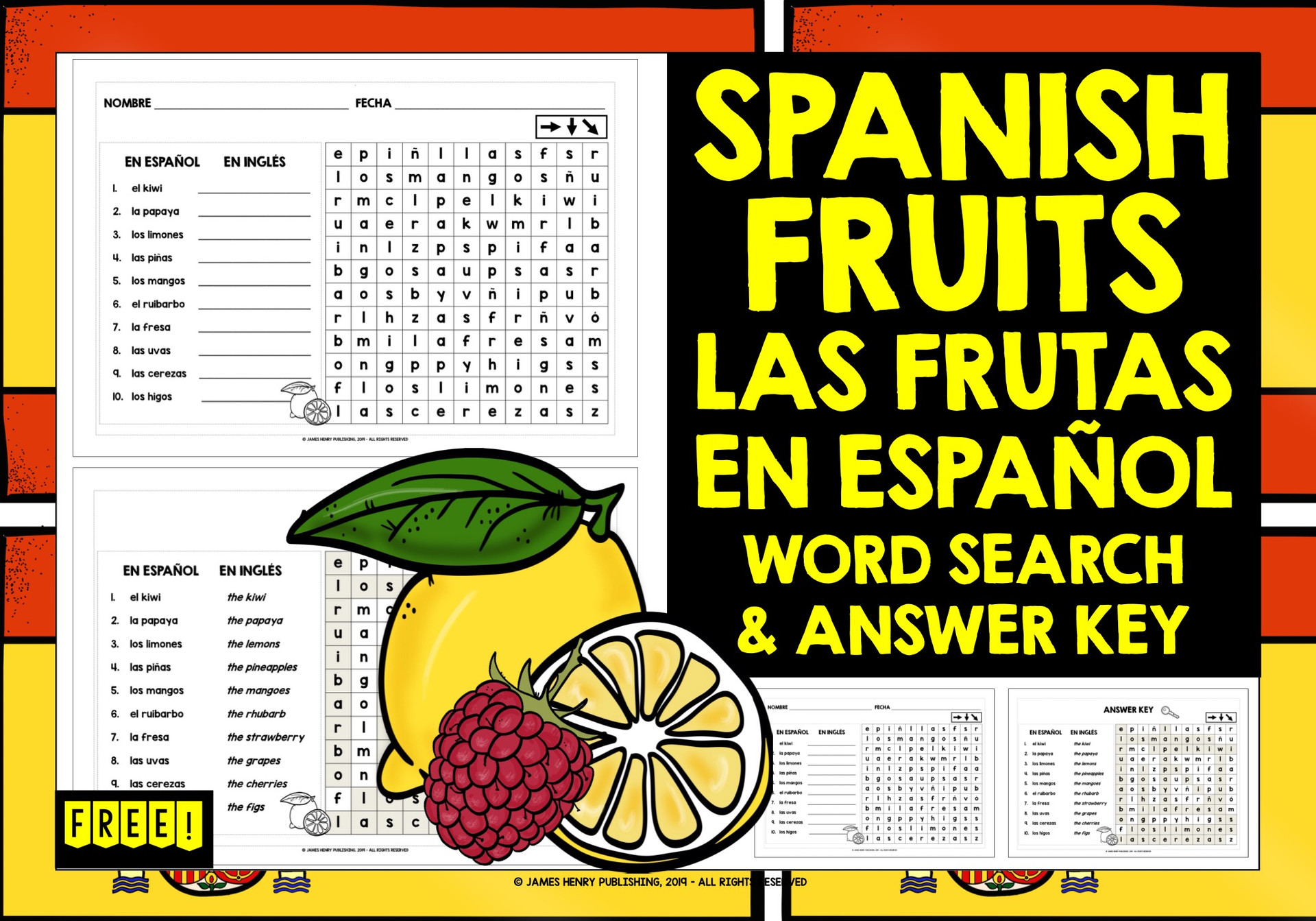 SPANISH FRUITS WORD SEARCH FREEBIE - Amped Up Learning