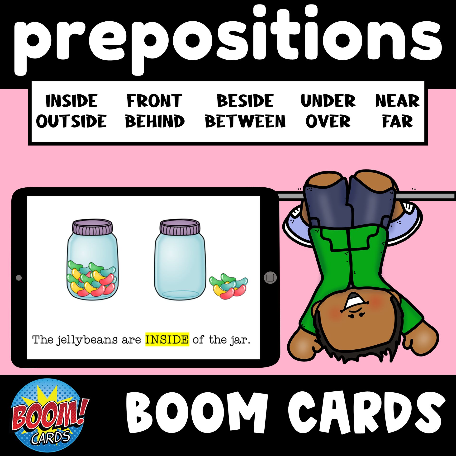Prepositions For Kids Boom Cards digital resources for distance learning