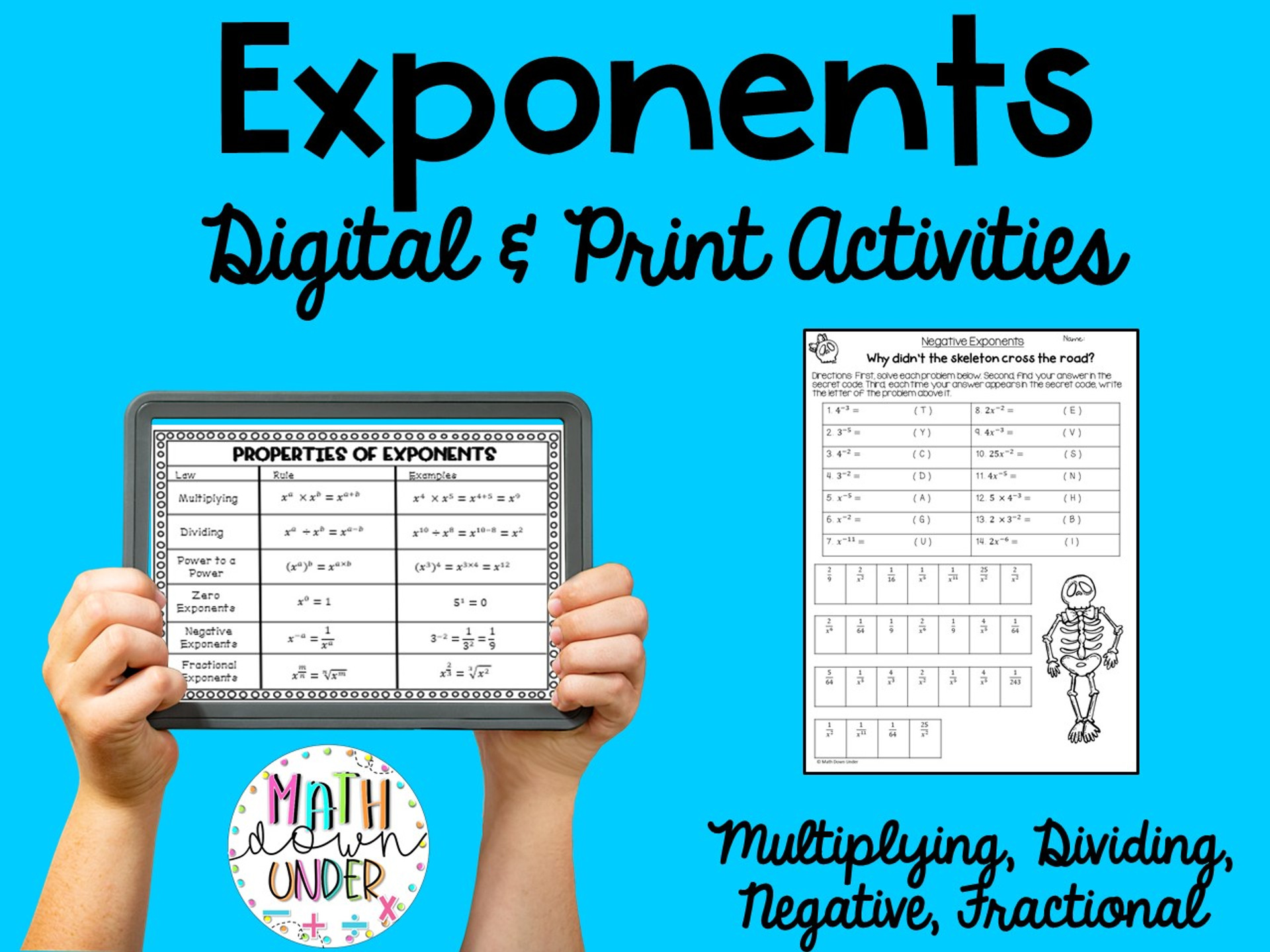 Exponent Rules Laws Of Exponents Activity Pack Digital Print Exponent Rules Laws Of Exponents Activity Pack Digital Print