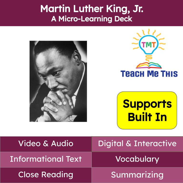 Martin Luther King Jr Informational Text Reading Passage and Activities