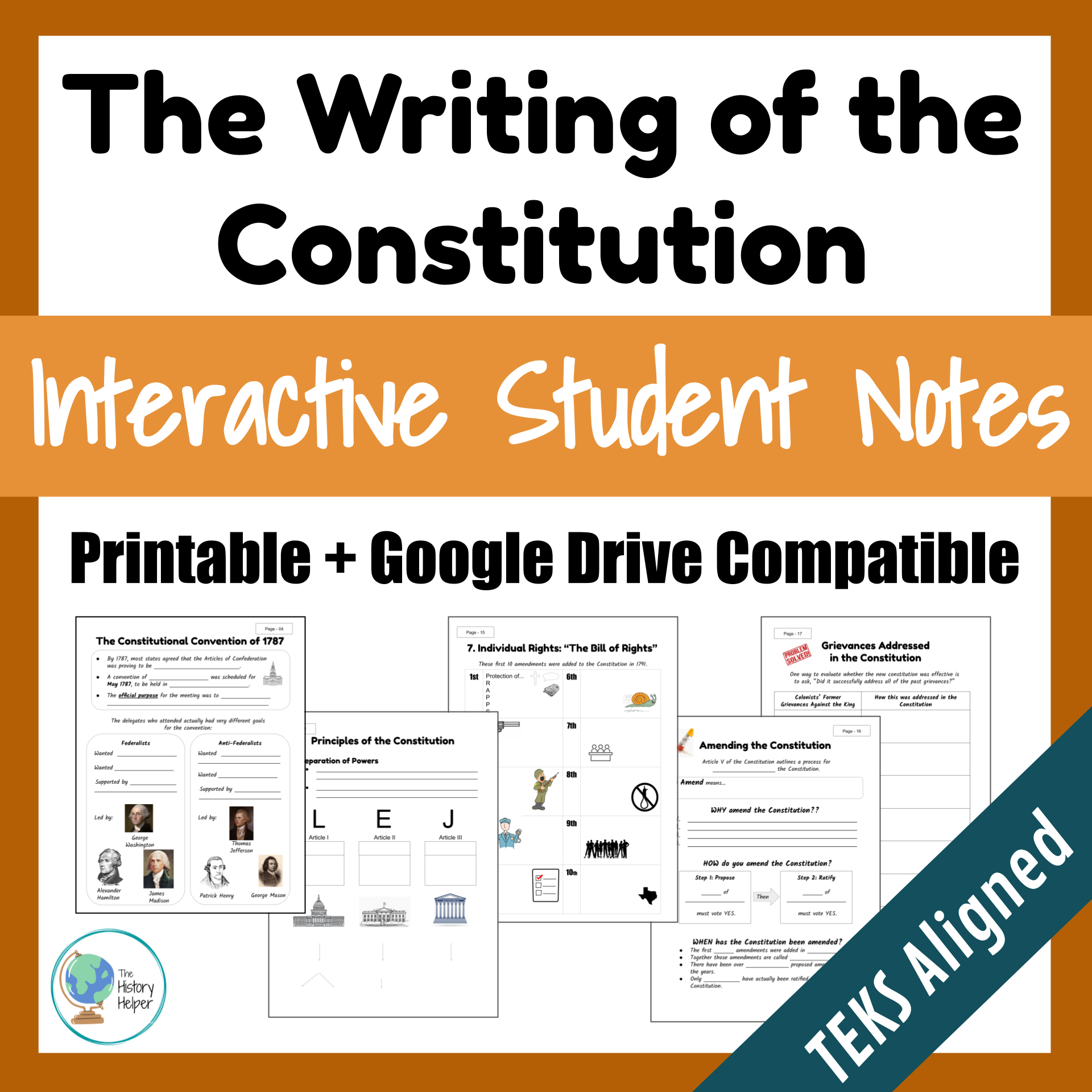 The Writing of the Constitution - Interactive Notes | TEKS/STAAR Social ...